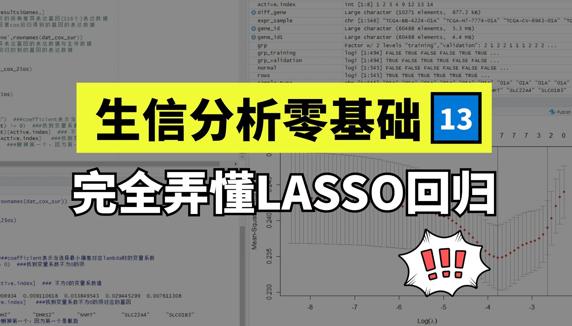 【生信自学系列13】r语言不会做LASSO回归的,进!完全带着你做ߘ