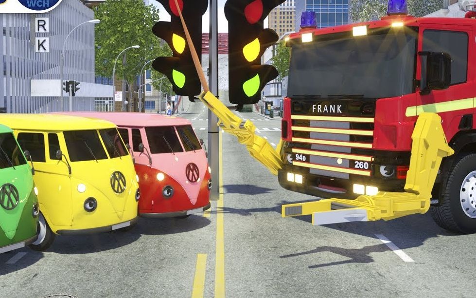 ◤汽車英雄动画◥救火车教授交通信号灯和标志卢卡斯警官