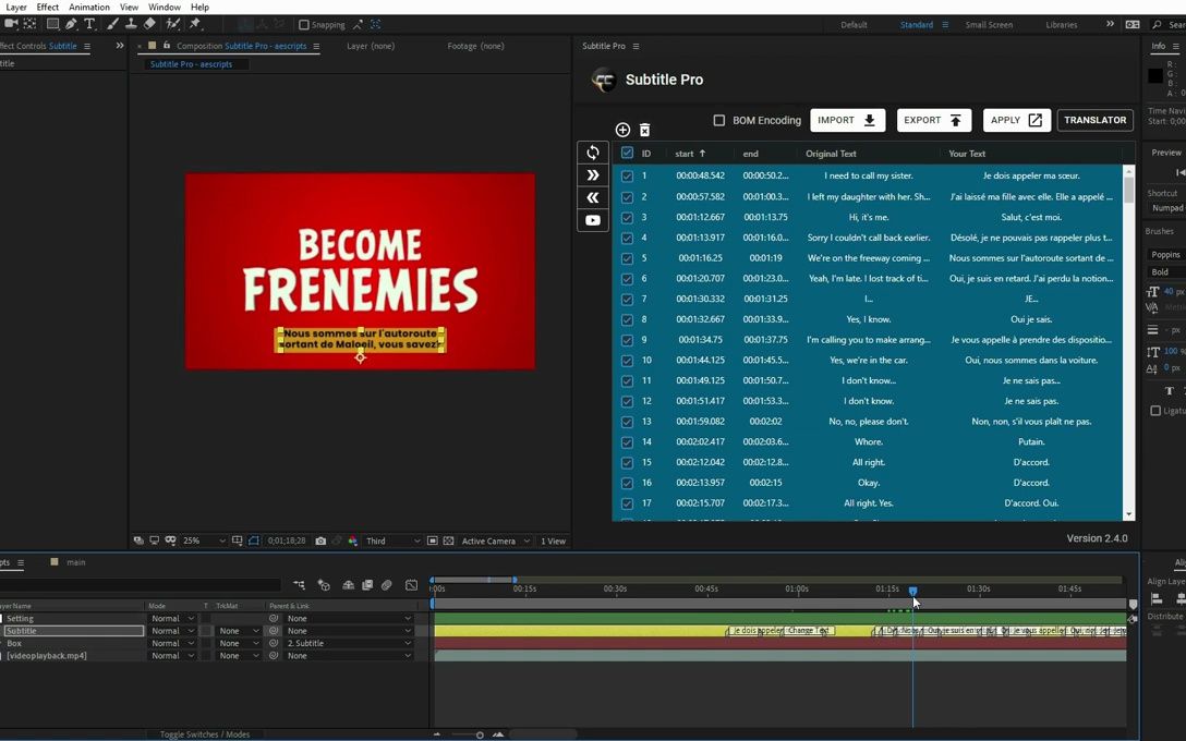 AE/PR插件:Aescripts Subtitle Pro v2.9.7 创建和编辑字幕插件 Win/Mac