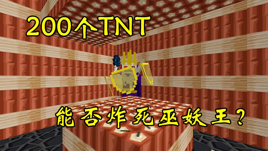 我的世界:200个TNT炸弹,能否炸死巫妖王?