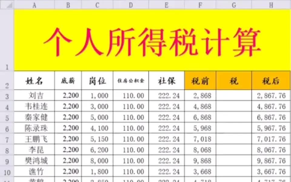 个人所得税计算公式