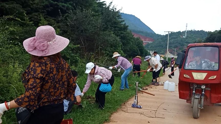 祥云县秀溪社区党员干部参加植树造林活动。
