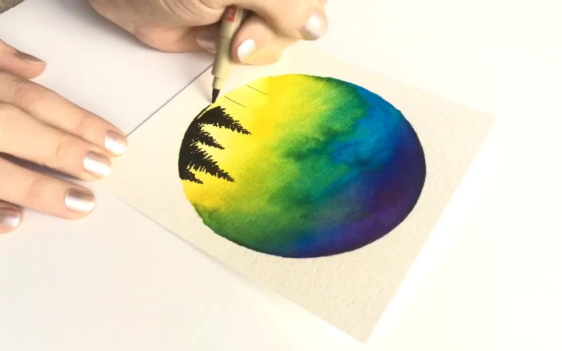 【水彩】用水彩笔画星空,Jen Aranyi分享 | 搬运