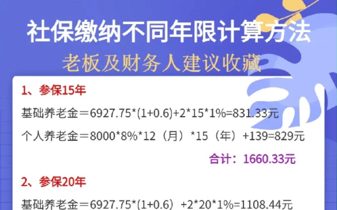 社保缴纳不同年限计算方法
