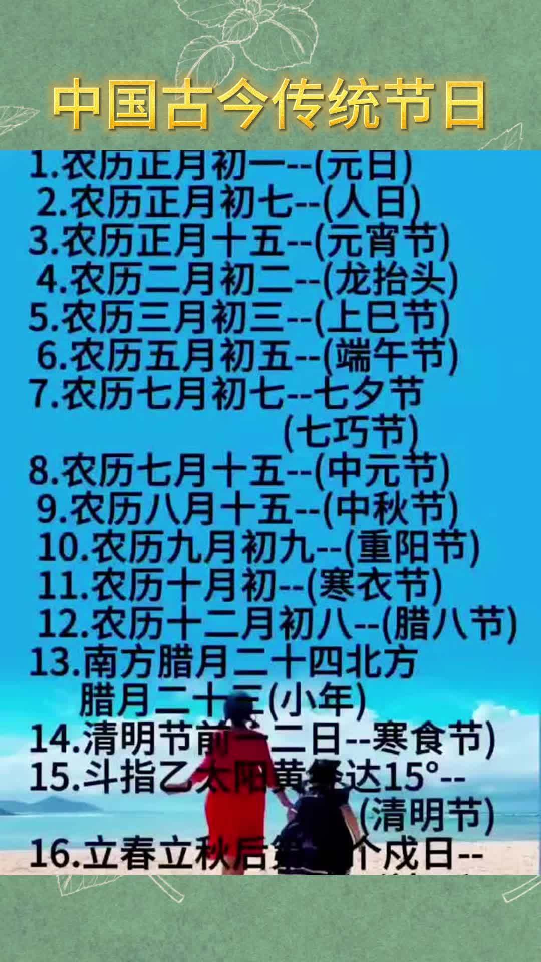 中国古今传统节日,分别叫什么?