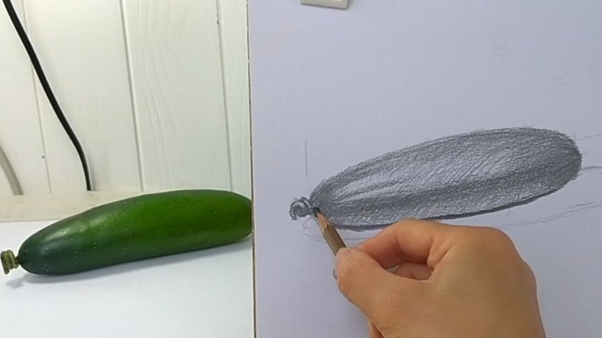 蔬果黄瓜的素描立体画法