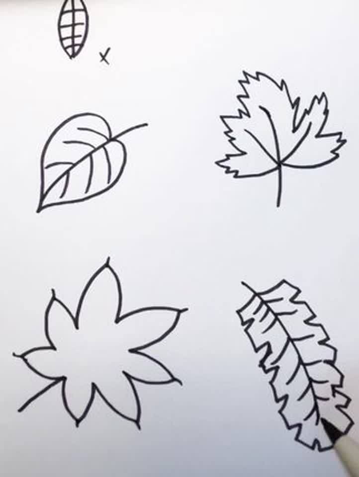 不同的树叶 #儿童简笔画 #爱画画的孩子 #零基础学画画 #童心童画 #...