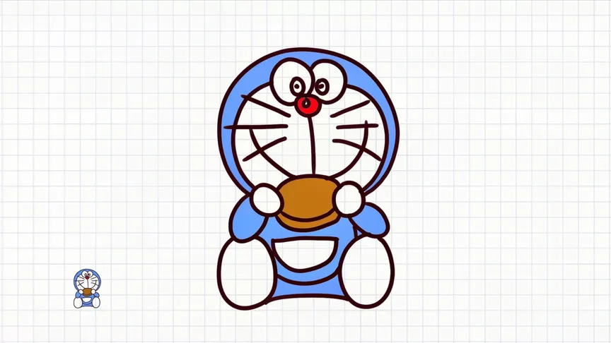 机器猫简笔画:画可爱的哆啦A梦,卡通简笔画大全
