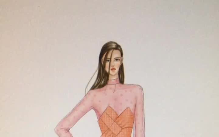 ...快来看啦!电脑绘制的原创小香风连衣裙 你们喜欢吗?服装设计 服装...