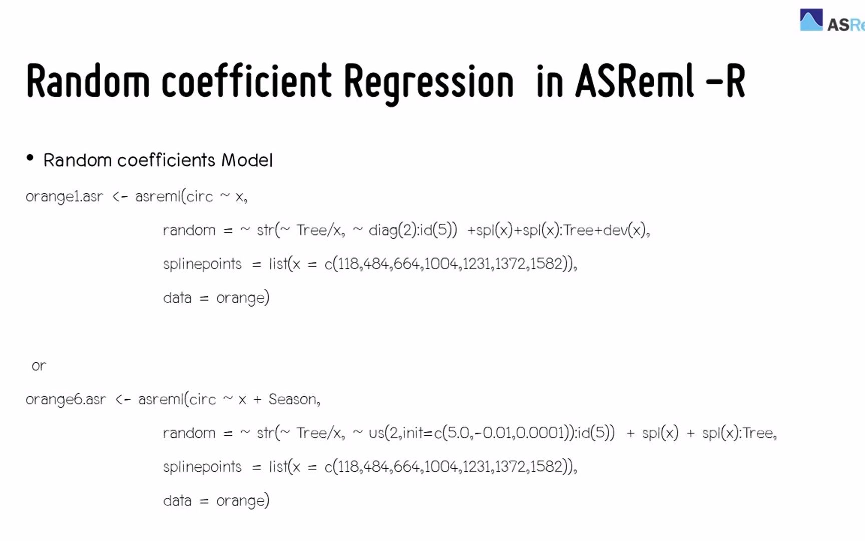 随机回归模型在ASReml-R的示例演示