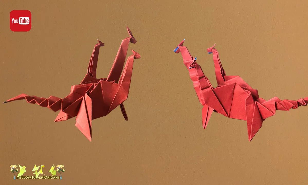 【Yellow Paper Origami】三头龙折纸教程 How to Make Paper 3 Head ...
