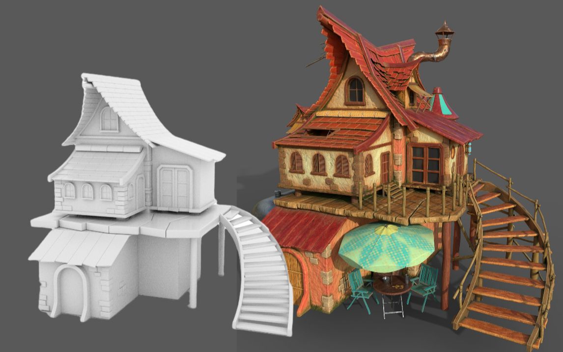 【Maya场景建模】简单小房子模型制作,零基础建模案例讲解.