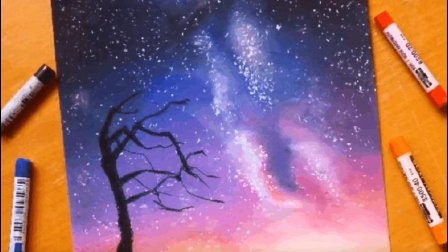 好美的星空, 3分钟蜡笔星空绘画教程! 超简单!