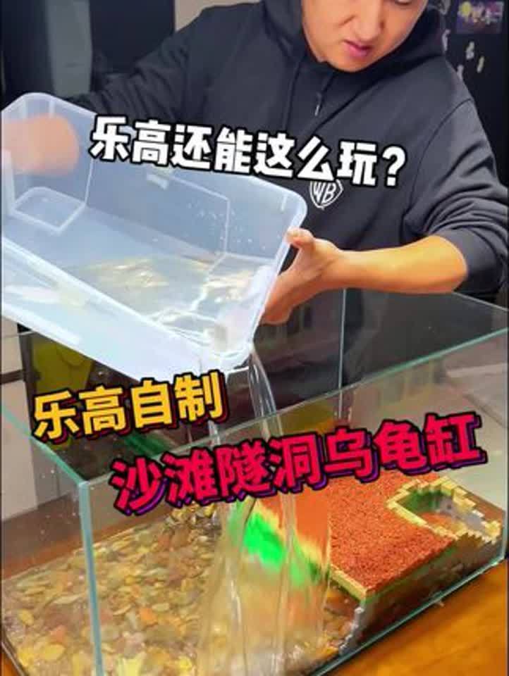 我用家里的乐高,自制了一个"沙滩隧洞乌龟缸1.0" 乐高