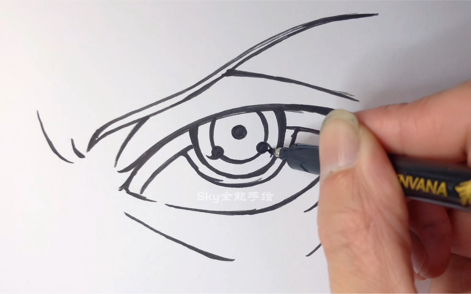 【手绘】秽土斑写轮眼绘画教程。