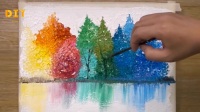 手工绘画教程,七彩森林图的绘画方法,简单又有创意!