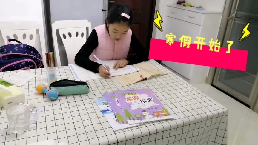 寒假开始了,五年级女儿四本寒假作业,计划两天写完一本