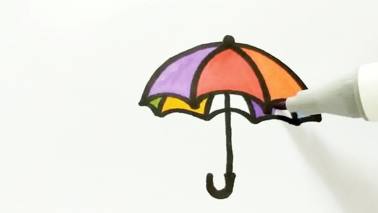 雨伞简笔画,亲子简笔画教学!