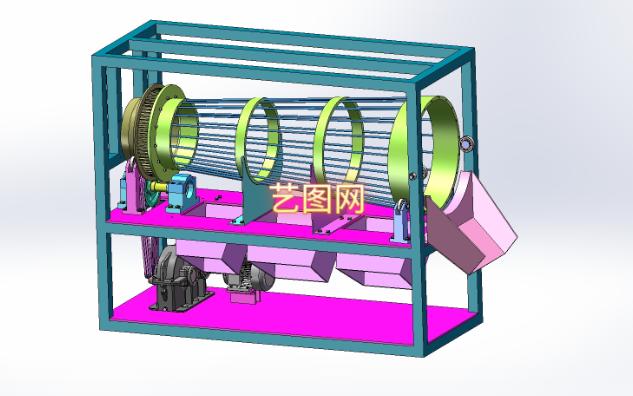 滚筒筛沙机机械设计solidworks21版三维模型CAD图纸说明书C23801