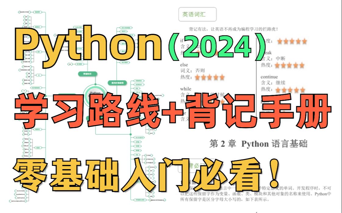 【Python学习路线+Python背记手册】零基础小白入门的最强神器!从...