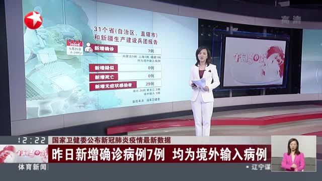 国家卫健委公布新冠肺炎疫情最新数据:昨日新增确诊病例7例 均为境外...