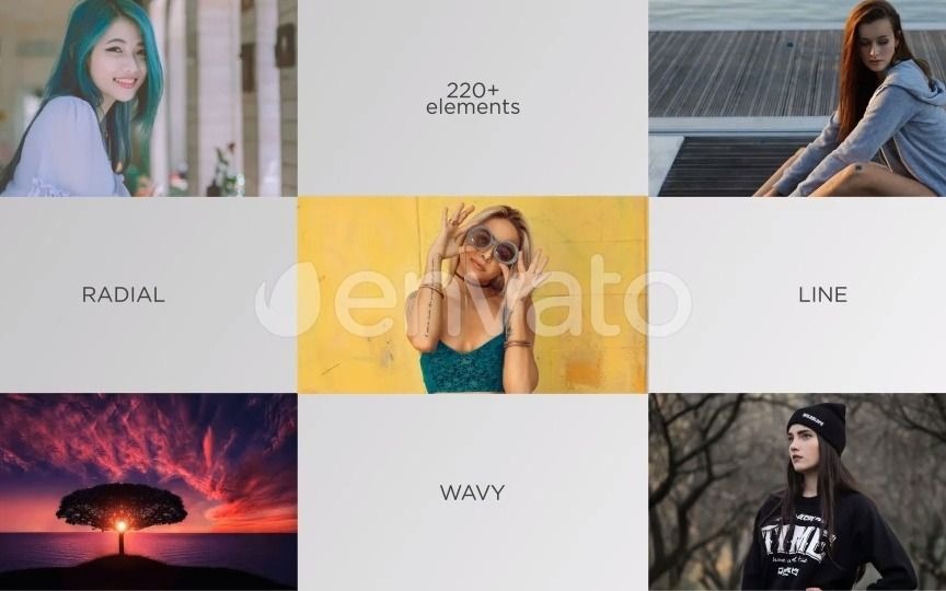 AE模板-220+形态各异变换的卡通色彩鲜明的几何图形形状转场过渡的...