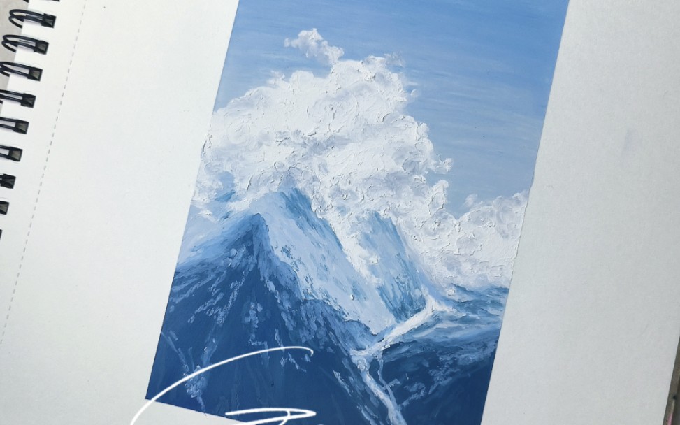 油画棒教程 | 云雾蓝山(附色号视频)