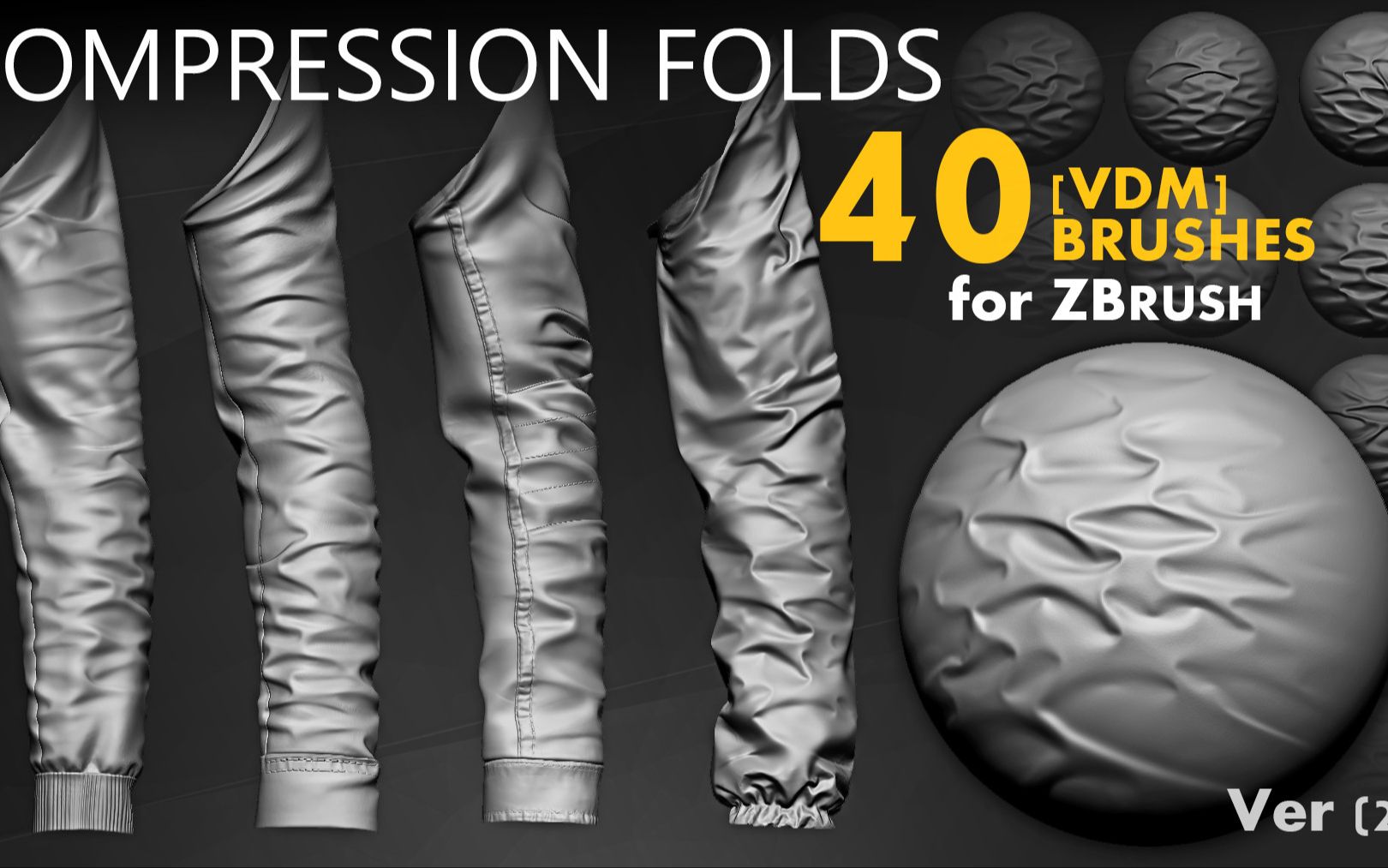 【ZB笔刷免费下载】ZBrush皮革布料褶皱压痕VDM笔刷zbp格式画笔...