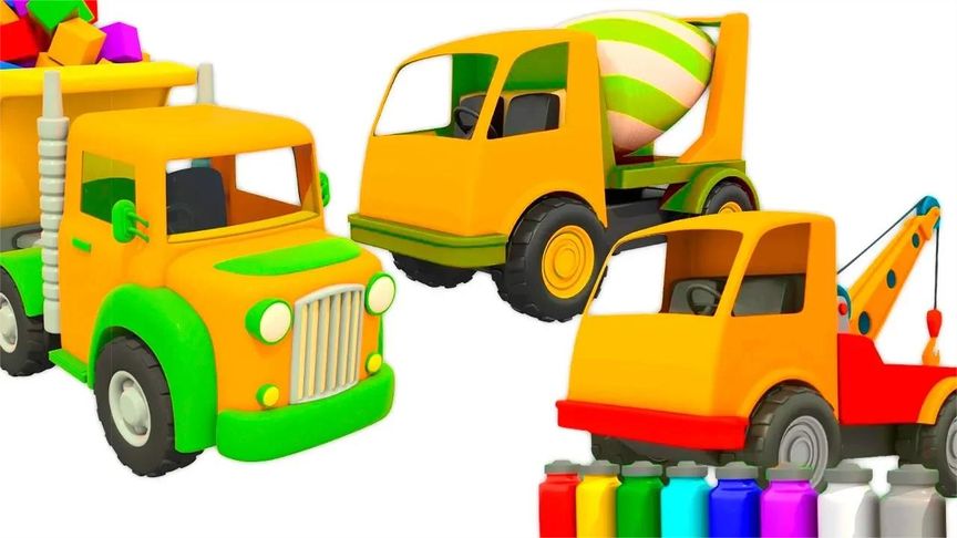 儿童动画:机器人想玩积木,小卡车帮助他们运了特别多积木~