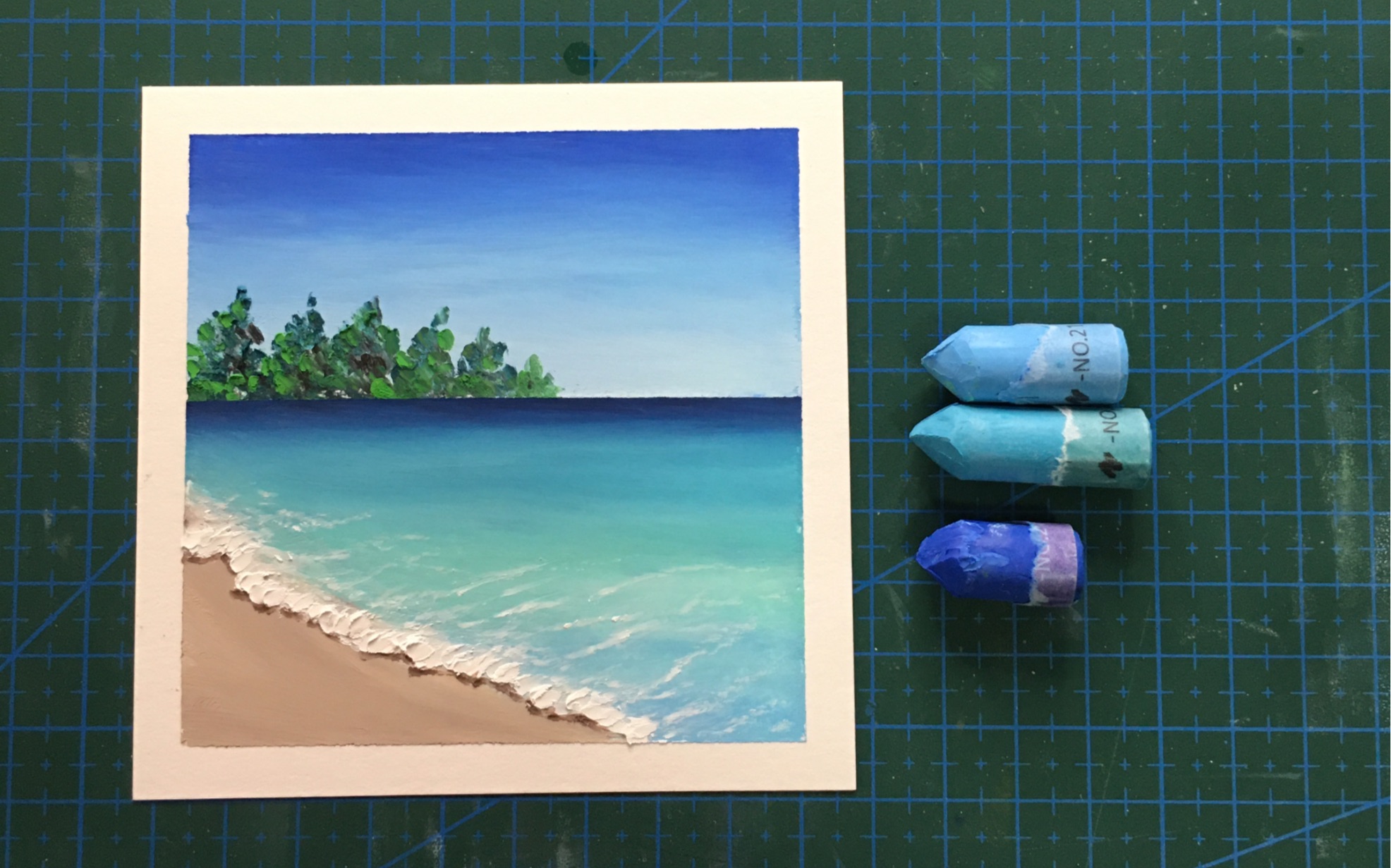 油画棒|油画棒教程,油画棒风景画绘画教程过程分享