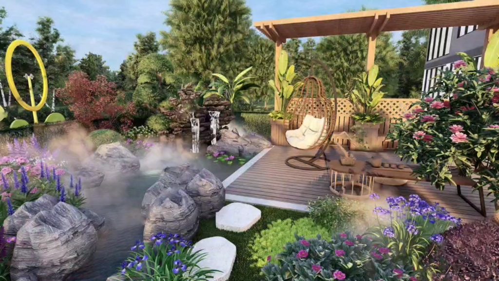 别墅庭院设计SU模型分享 #su草图大师