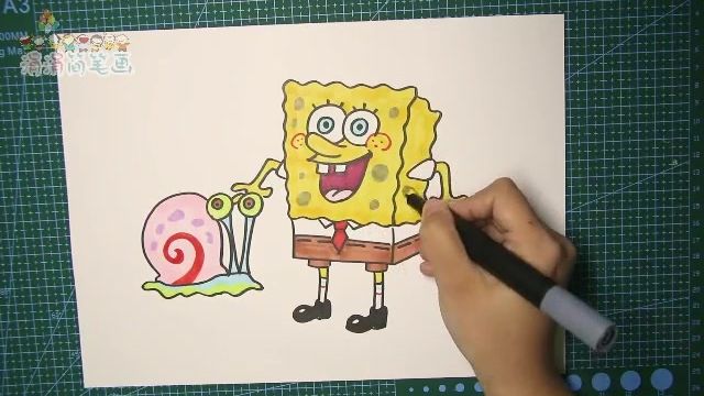 超可爱的儿童简笔画视频教程,海绵宝宝来啦