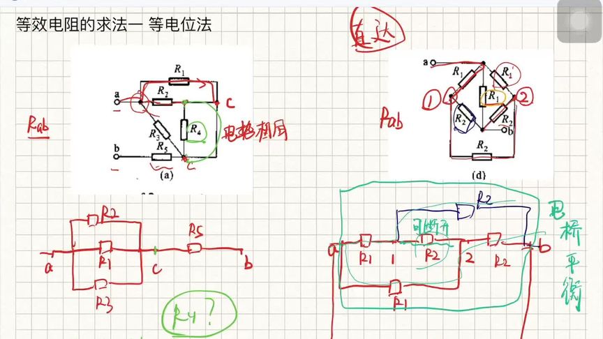 等效电阻的五种求法之第一种 等电位法