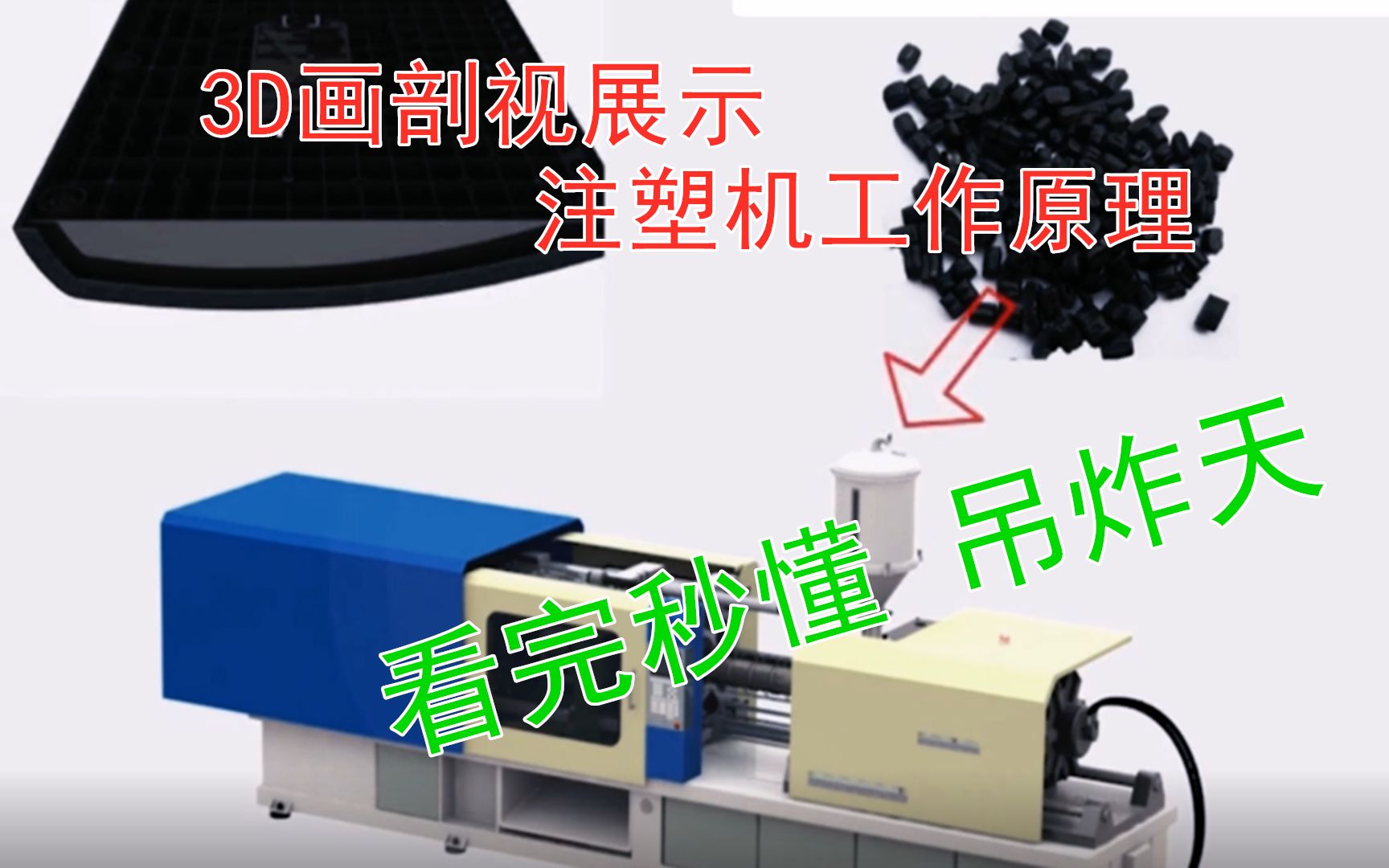 3D画剖视展示注塑机工作原理,非常真实,想要全面了解模具,必须掌握的...