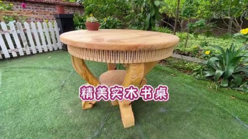 万万没想到,大叔用废弃木头打造出一款非常美观大气的实木书桌