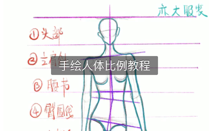 【手绘人体比例入门教程】十个头的比例是完美的比例画法,跟着教程...