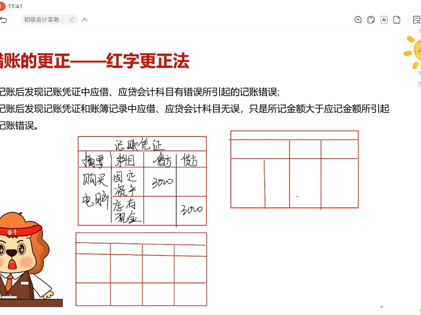 错账的更正——红字更正法