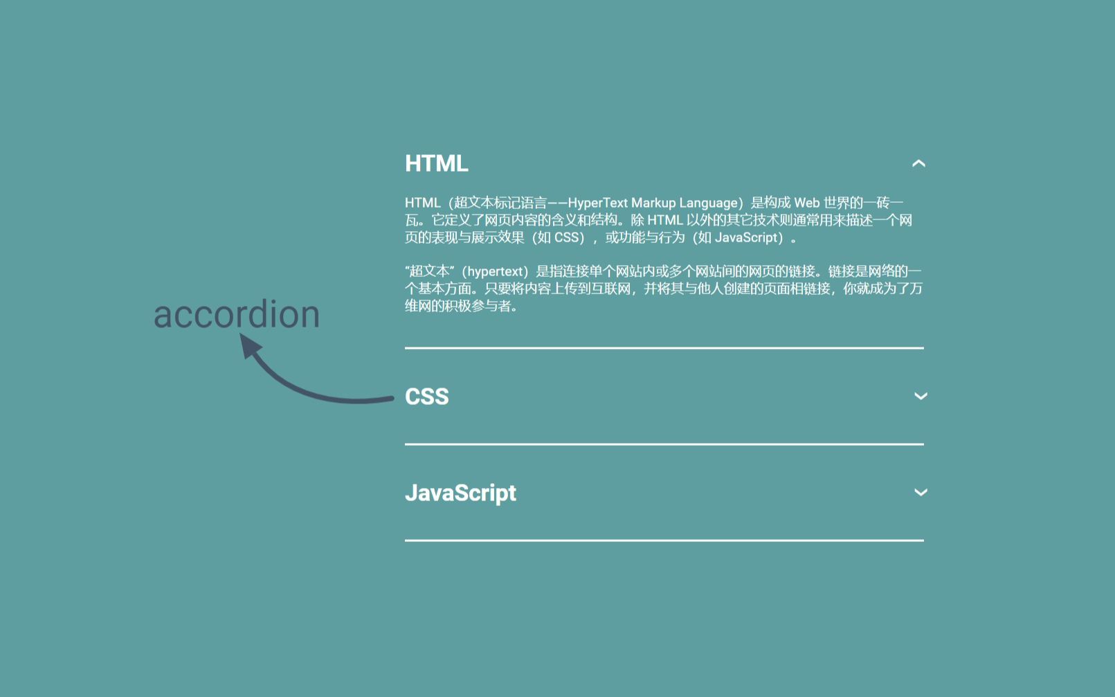 HTML CSS JavaScript - 网站 FAQs accordion