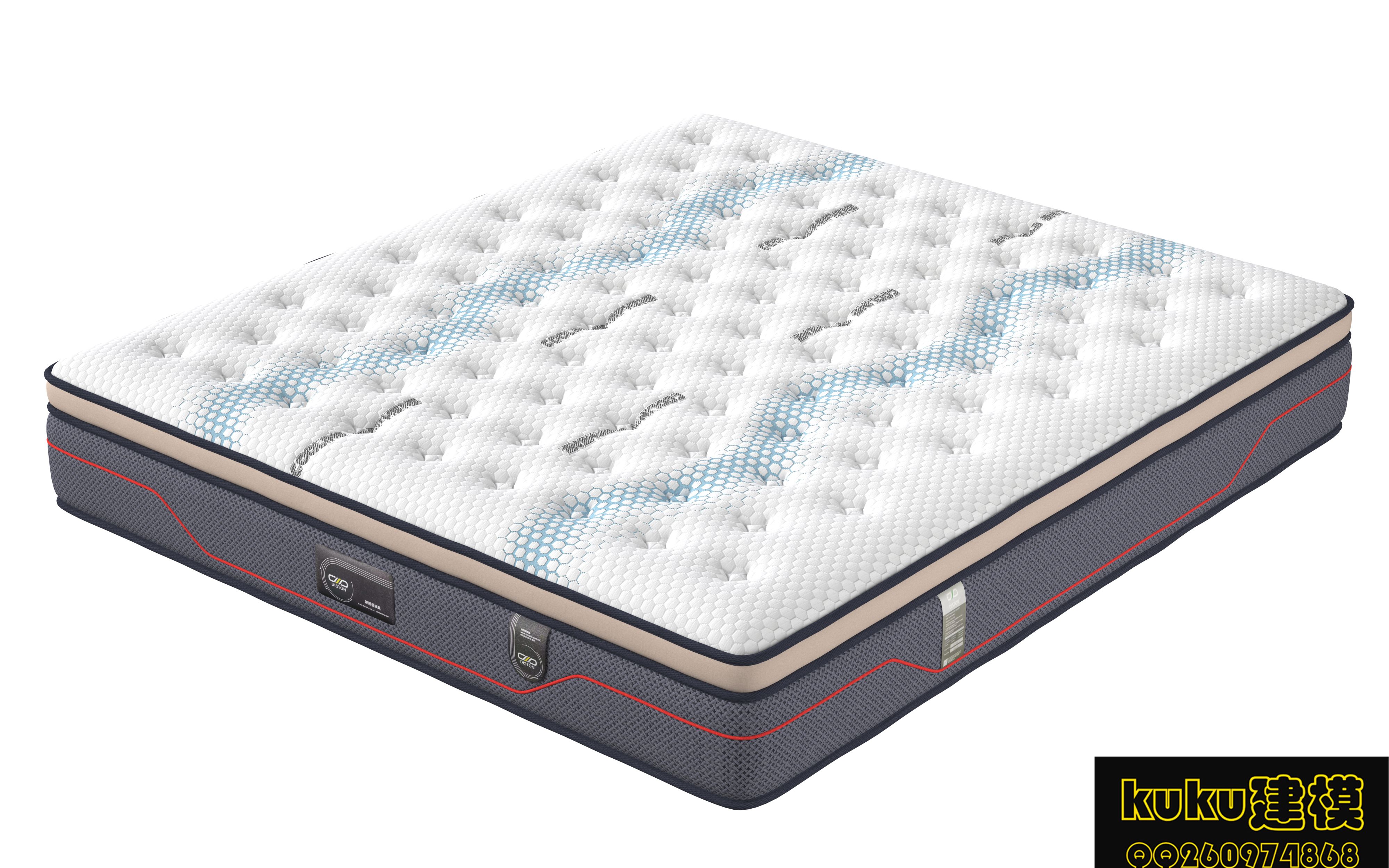 【kuku家具建模】3dsMax+MD建模案例35:床垫(3Dmax多边形软体硬...