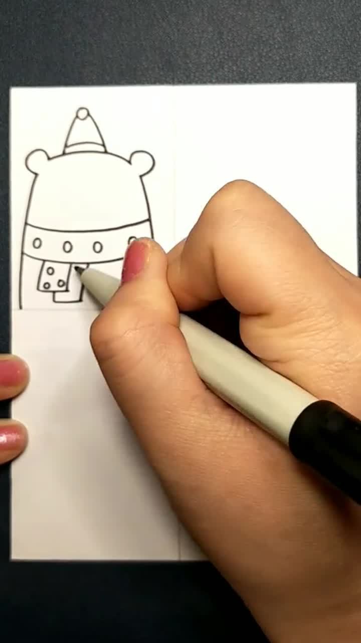 简单又可爱的糖豆简笔画,可爱小熊熊画法(1)