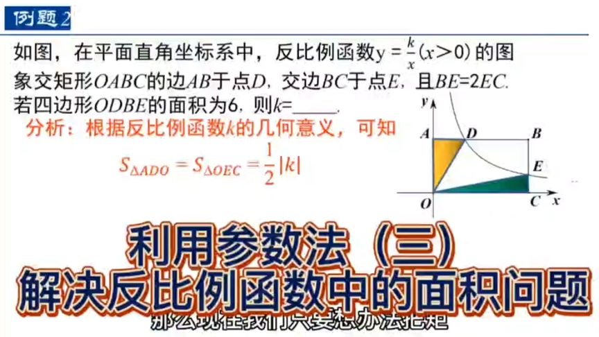 中考数学复习之设而不求参数法(三),反比例函数中的面积与k问题