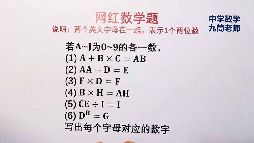网红数学题,6个式子,让你写出每个字母的数字,普通人做不了