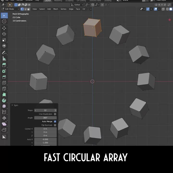 【Blender教程】小技巧:快速循环阵列