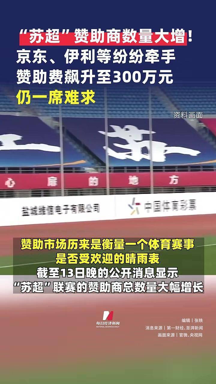 #"苏超"赞助商数量大增!京东、伊利等纷纷牵手,赞助费飙升至300万,仍...