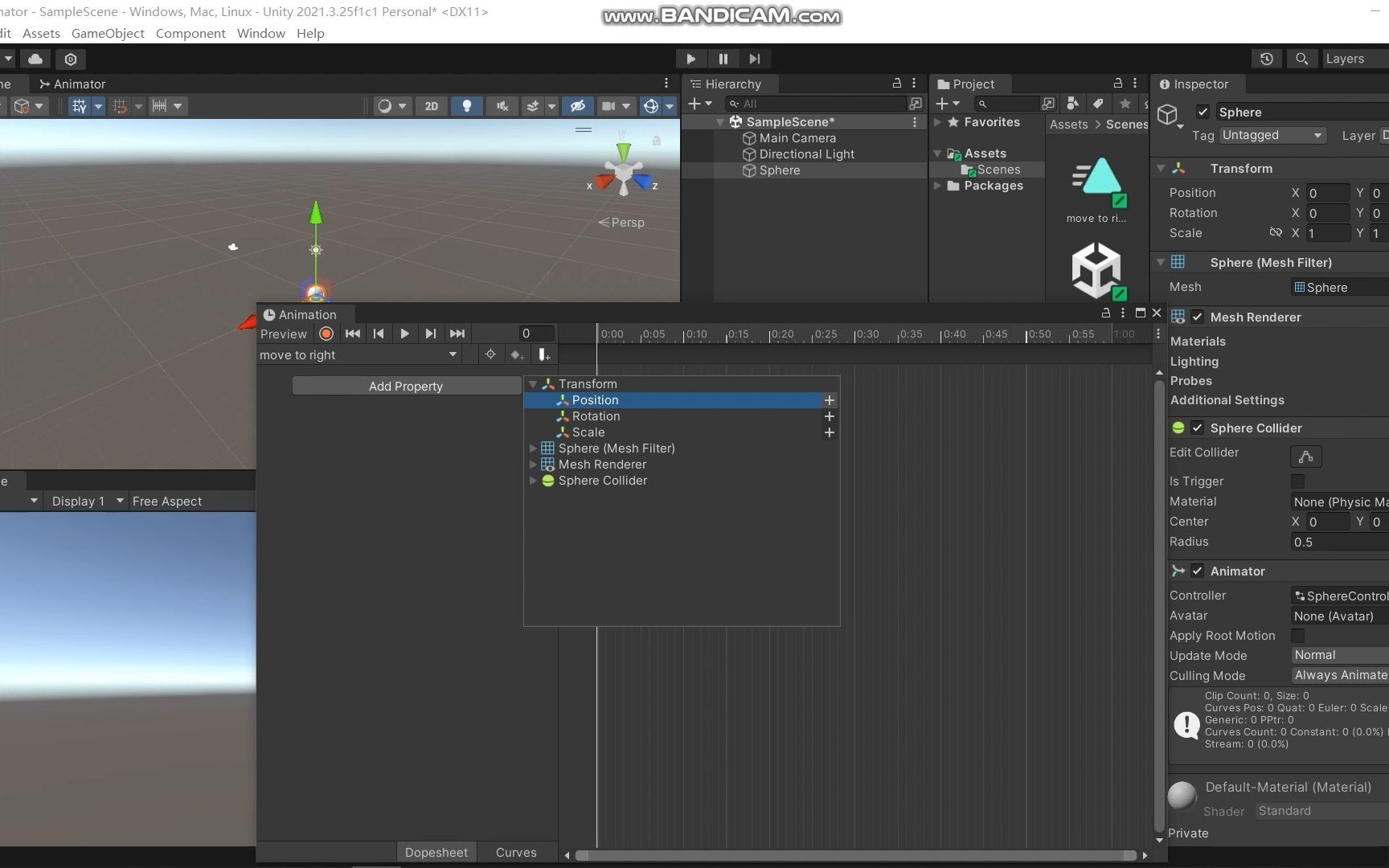Unity 3d 给物体添加动画,并通过脚本实现“鼠标点击屏幕动画转换”