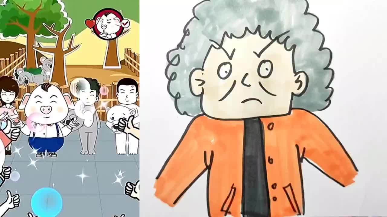 看动画学画画,动漫人物,奶奶简笔画