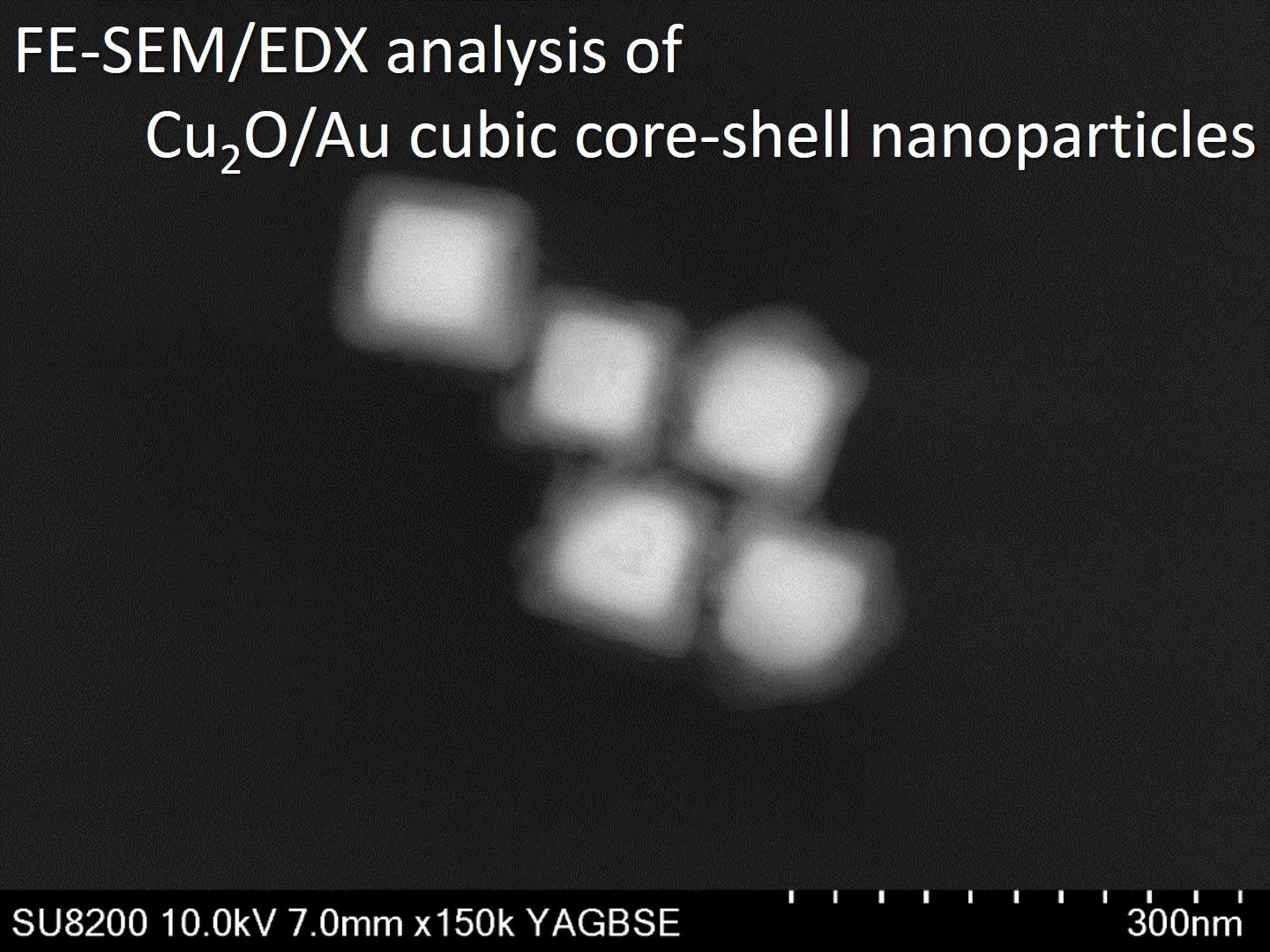 Cu2OAu立方核壳纳米粒子的FE-SEMEDX分析