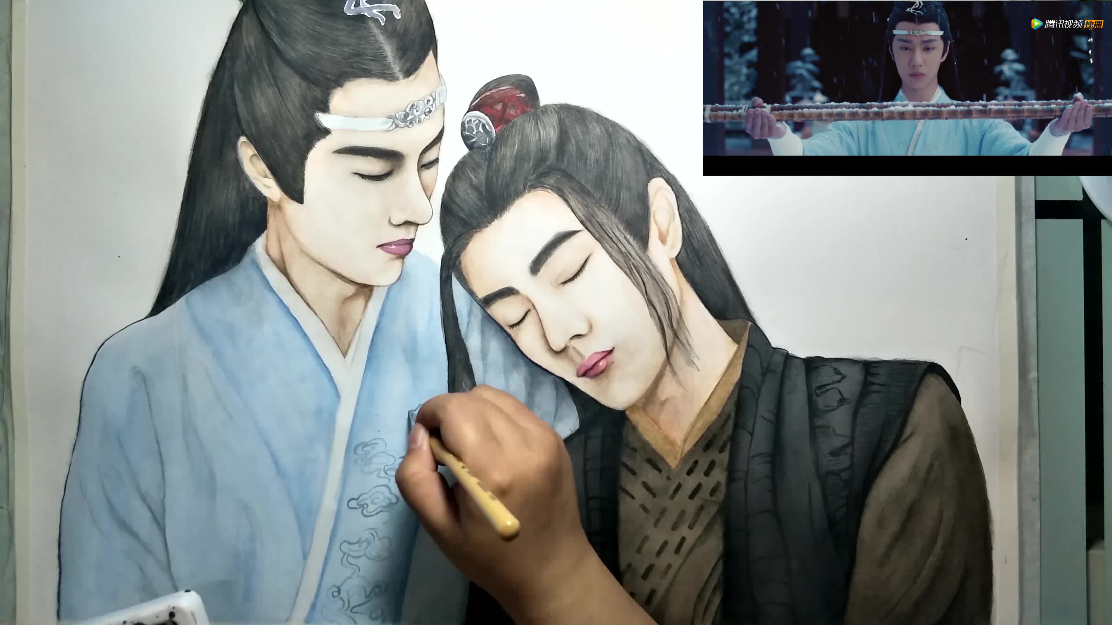 陈情令#手绘 水彩 [ 蓝忘机X魏无羡】蓝二哥哥要抓紧羡羡的手哦! 不想...