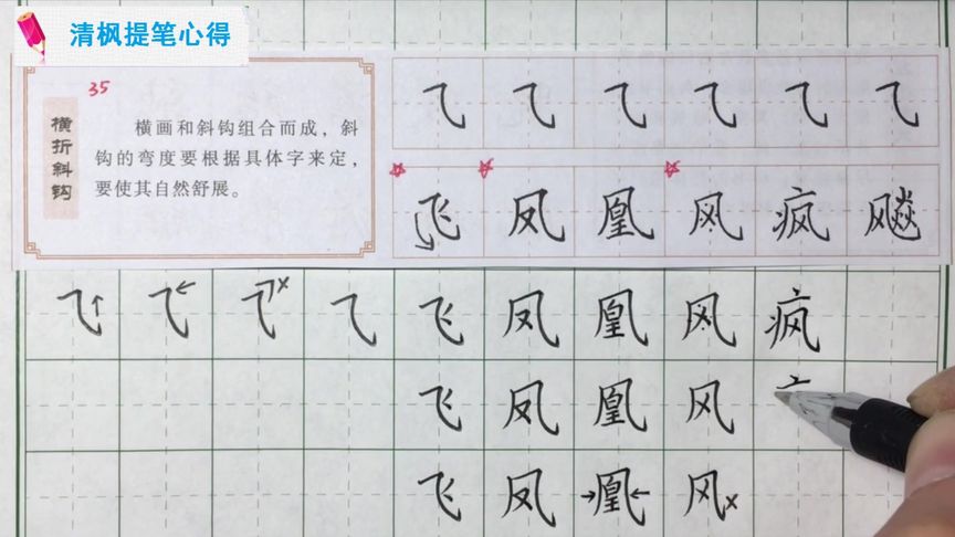 硬笔书法入门教学视频,28个基本笔画的书写技巧和汉字的规律教学