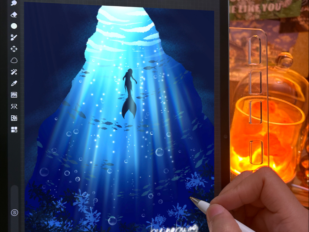 画世界pro绘画教程分享,今天画海底之光